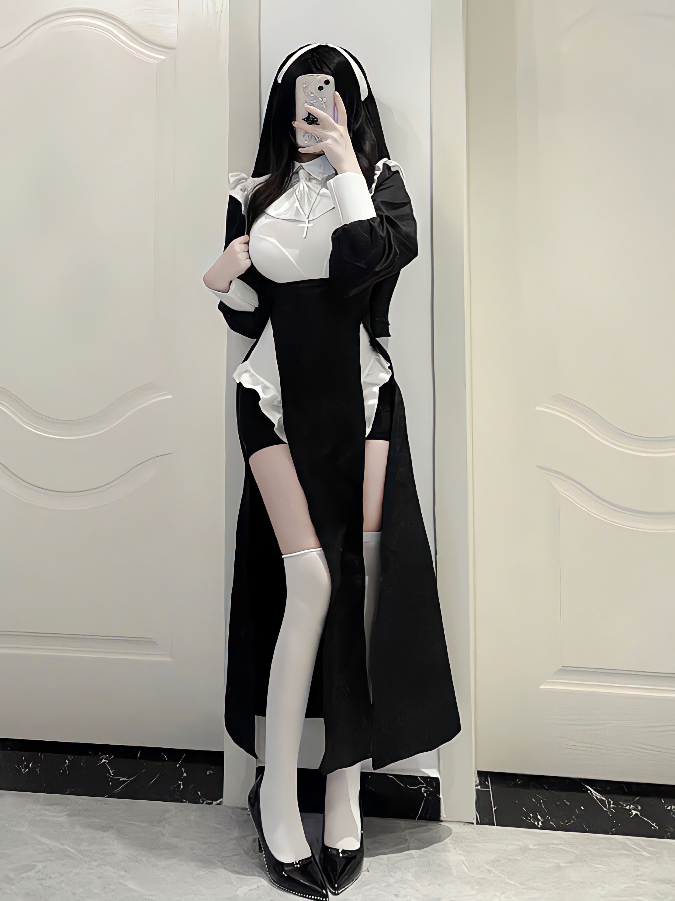 高腰性感修女服Cos连衣裙 御姐风抖音变装服饰 适用万圣节派对造型