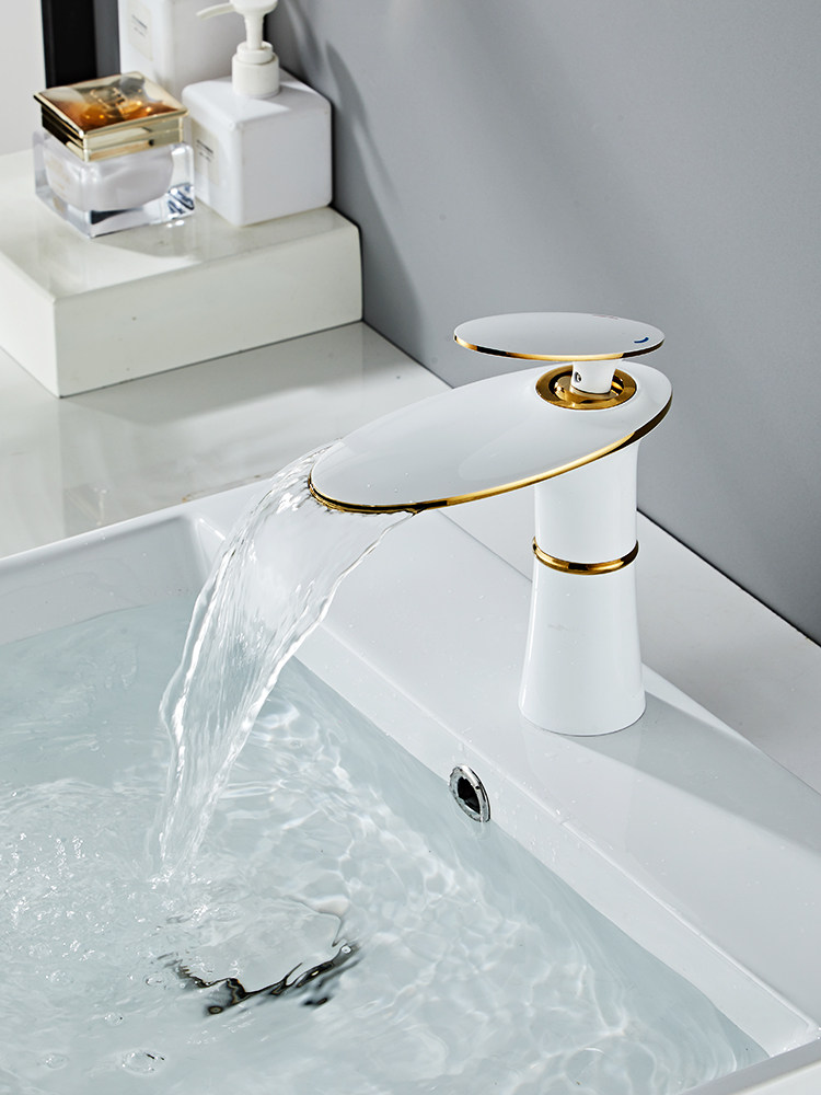 Vòi lavabo Kaiyas đồng nguyên chất, vòi thác nước nóng lạnh hiện đại cá ...