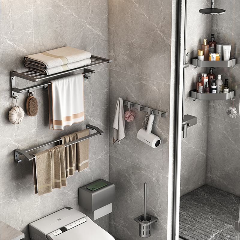 [USD 15.42] Towel Rack No Punch Space Aluminum Bathroom Toilet Bath ...