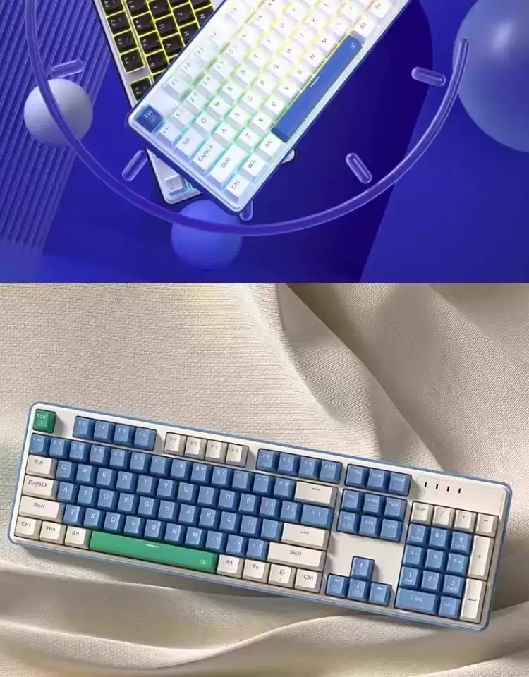 红龙KS104三模机械键盘青木轴 支援热插拔RGB蓝牙有线无线