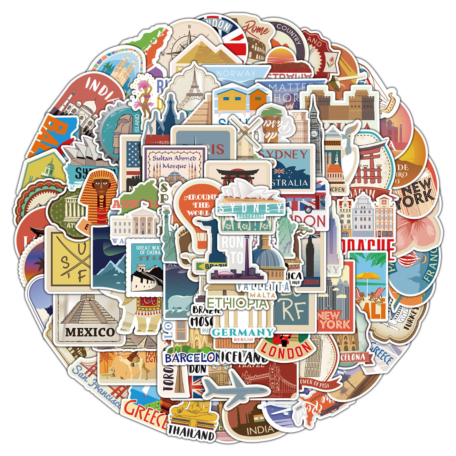 A must-have for travel! 100 graffiti stickers of world landmarks, are ...