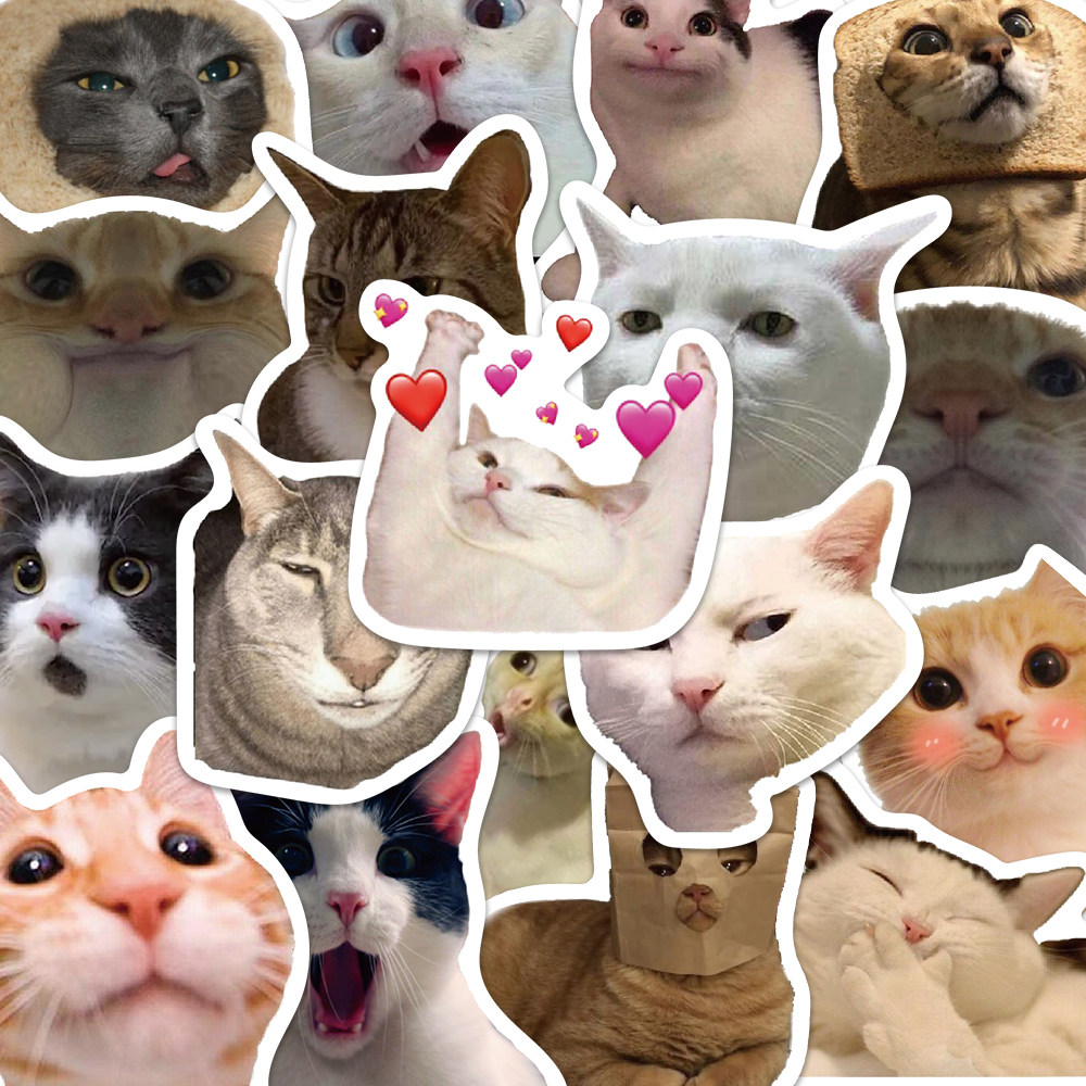 50 hilarious cat emoji stickers! make your phone case, laptop, or ...