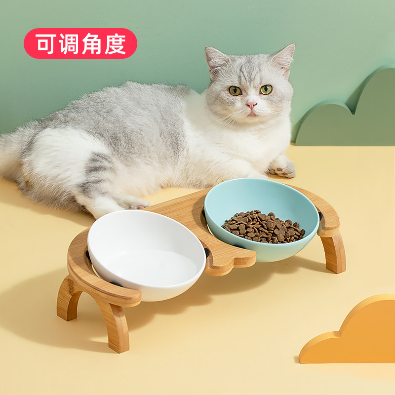 Angled double bowl cat food bowl: can your pet enjoy a luxurious dining ...