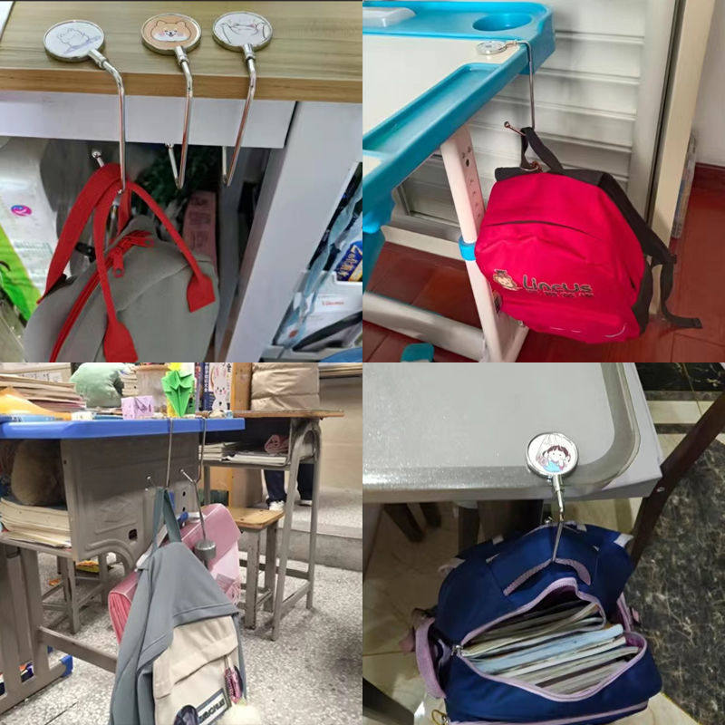 [USD 12.06] student schoolbag hooks desk side movable hole free hanging ...