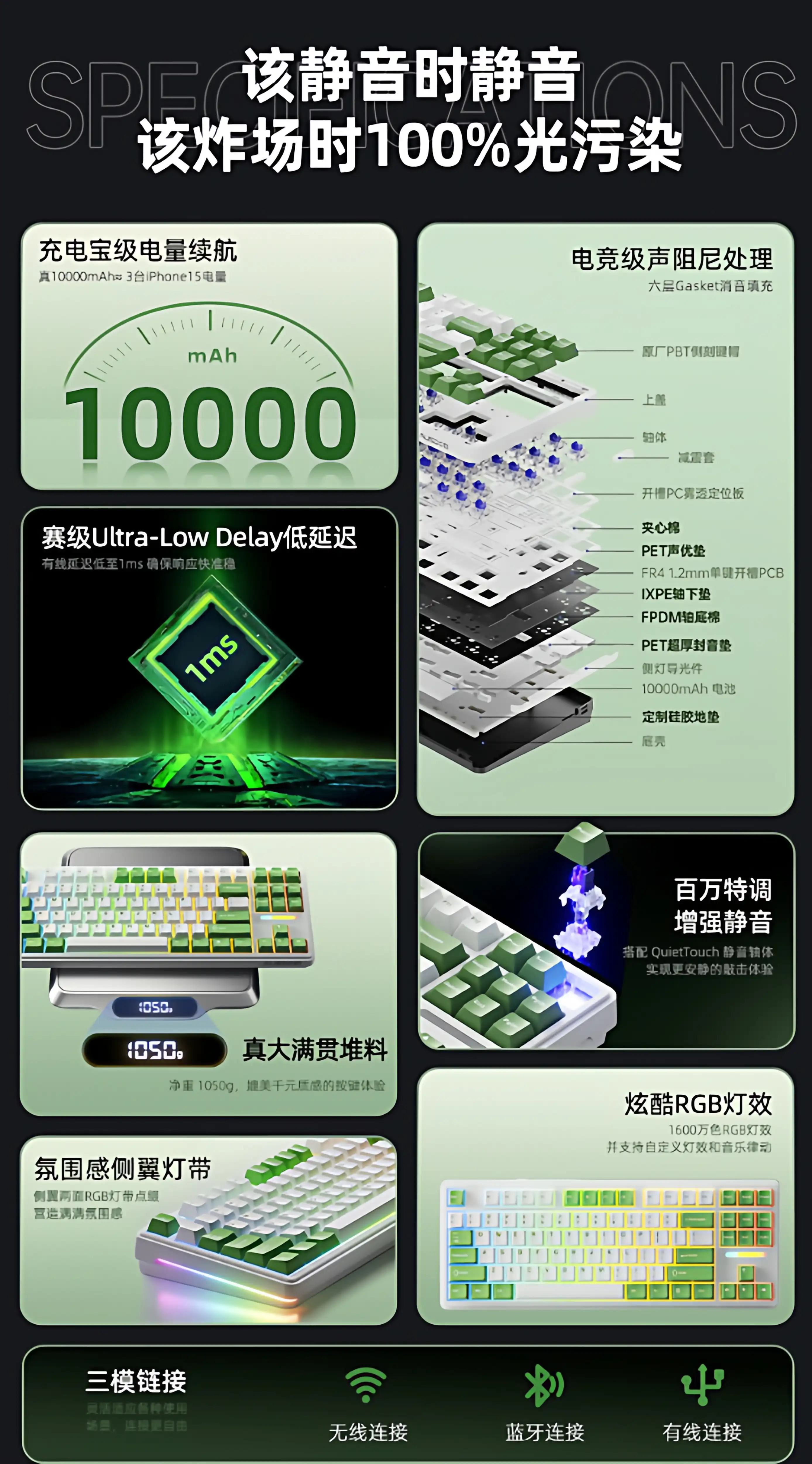 AUSDOM阿斯盾H87客制化机械键盘 RGB灯效三模无线全键热插拔 适用游戏办公