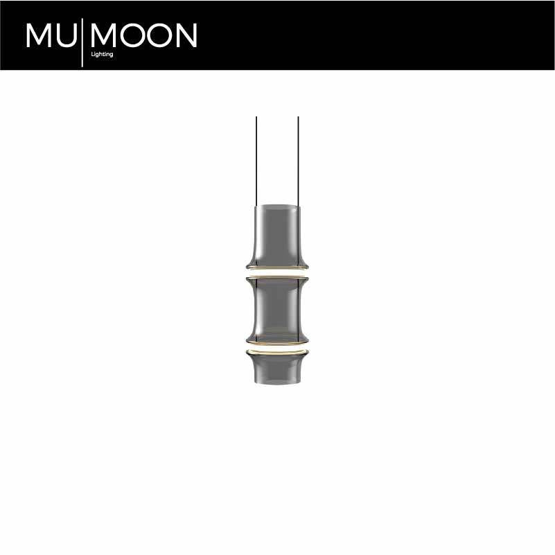 MUMOON原创正品竹节楼梯灯客厅餐厅别墅中空玻璃现代极简吊灯