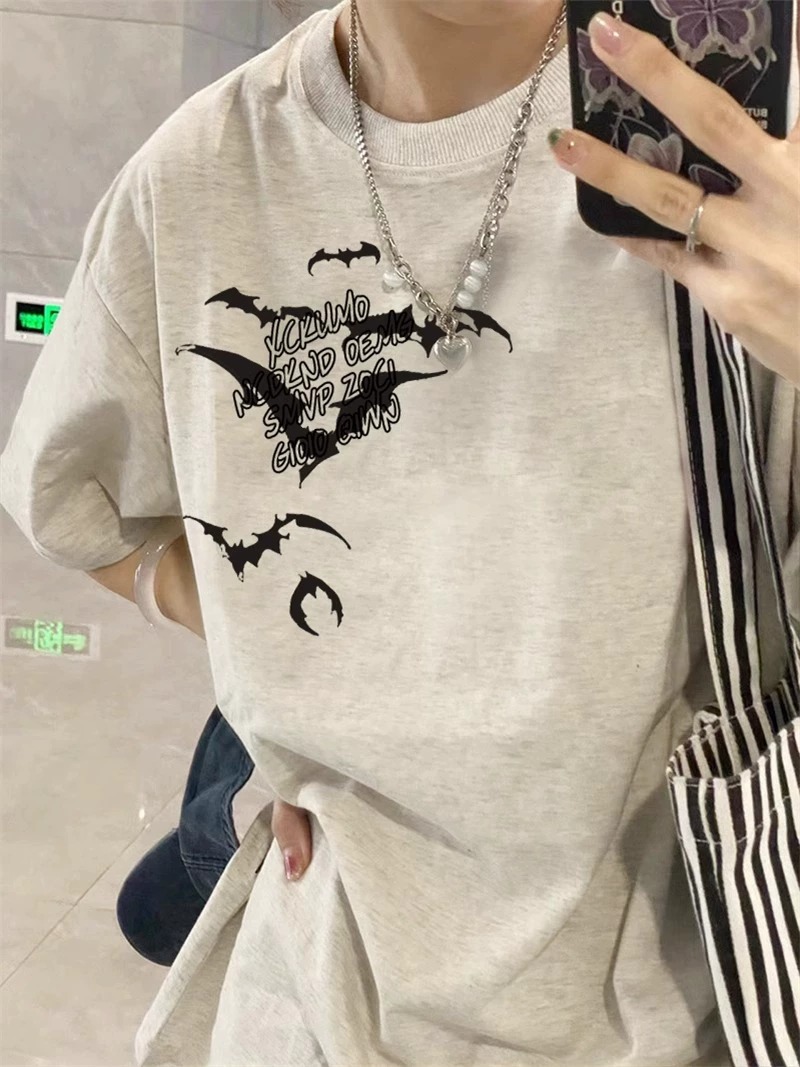 NASA联名款2024新款潮牌美式复古宽松短袖t恤男女情侣黑色上衣服-Taobao