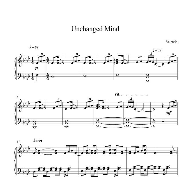 Unchanged Mind钢琴谱全集来了！五线谱简谱一次性搞定，闭眼入系列！🔥--淘宝好物网