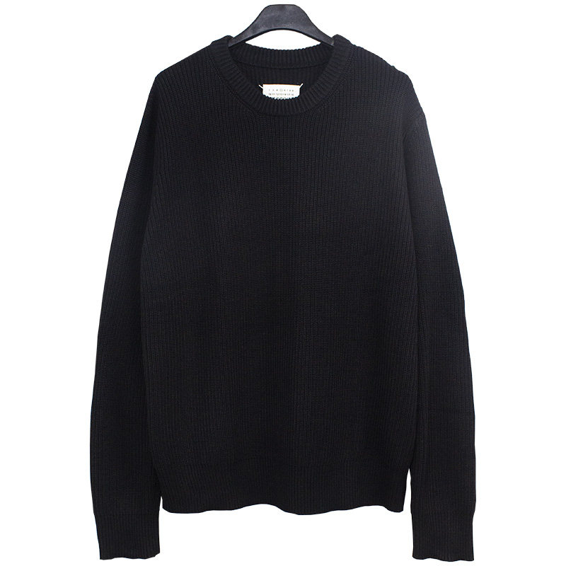 👗 【detachable corner tags】black ribbed wool knit sweater: the new fall ...