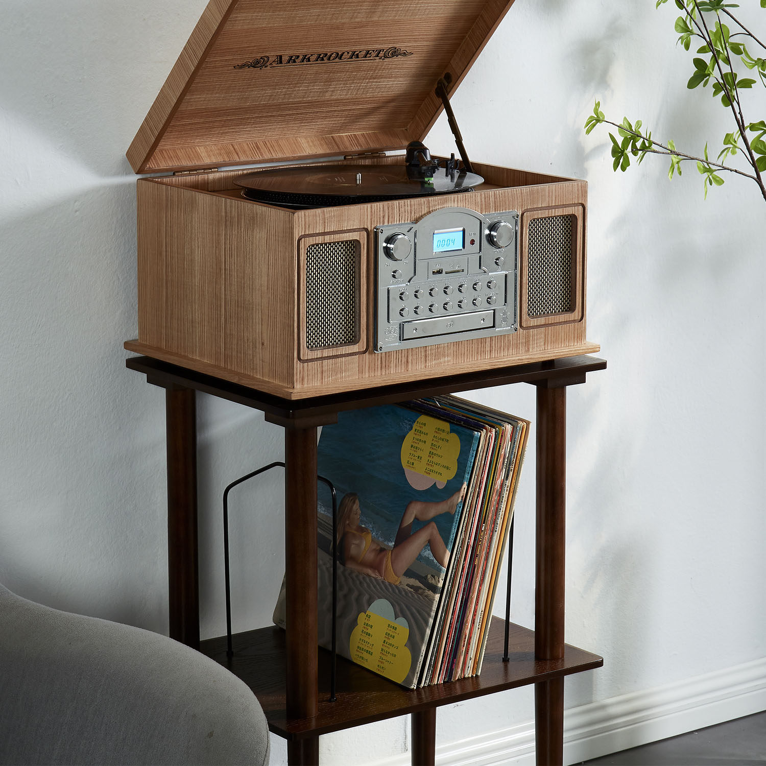 [USD 148.01] Arkrocket black film record player stand record cashier ...