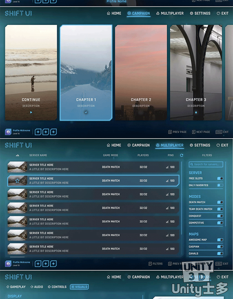Unity3D科幻未来游戏UI界面Shift - Complete Sci-Fi UI v2.0.8 - 其他 - 绘图狗-设计灵感素材集散地
