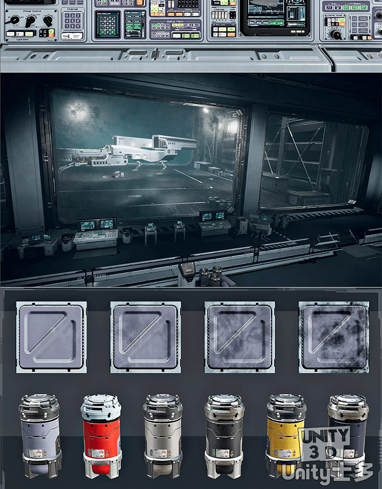 Unity科幻太空仓内部场景U3D控制室实验室Sci-Fi Facility Sector - 场景模型 - 绘图狗-设计灵感素材集散地