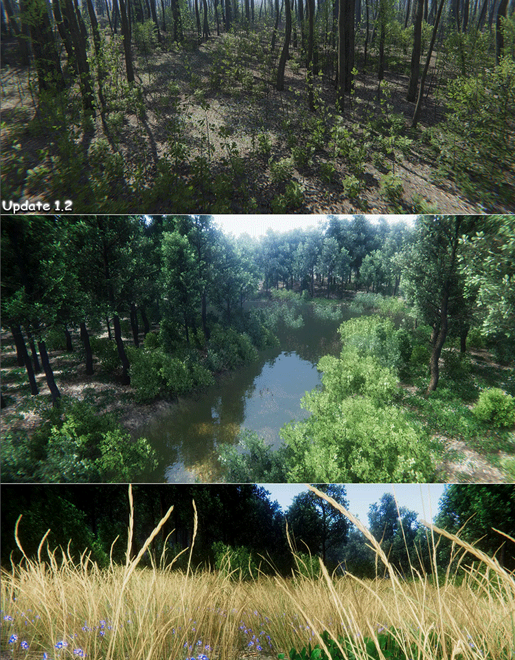 Unity3D写实橡树林森林场景U3D植物灌木花草Forest Environment - 场景模型 - 绘图狗-设计灵感素材集散地