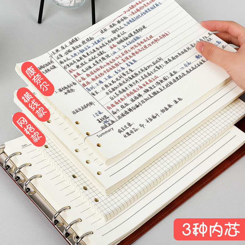 【橫款思維導圖活頁本專用內芯】B5/A4橫版活頁筆記本子內芯9孔活頁紙可替換網格方格內芯橫線內芯康奈爾內芯-Taobao