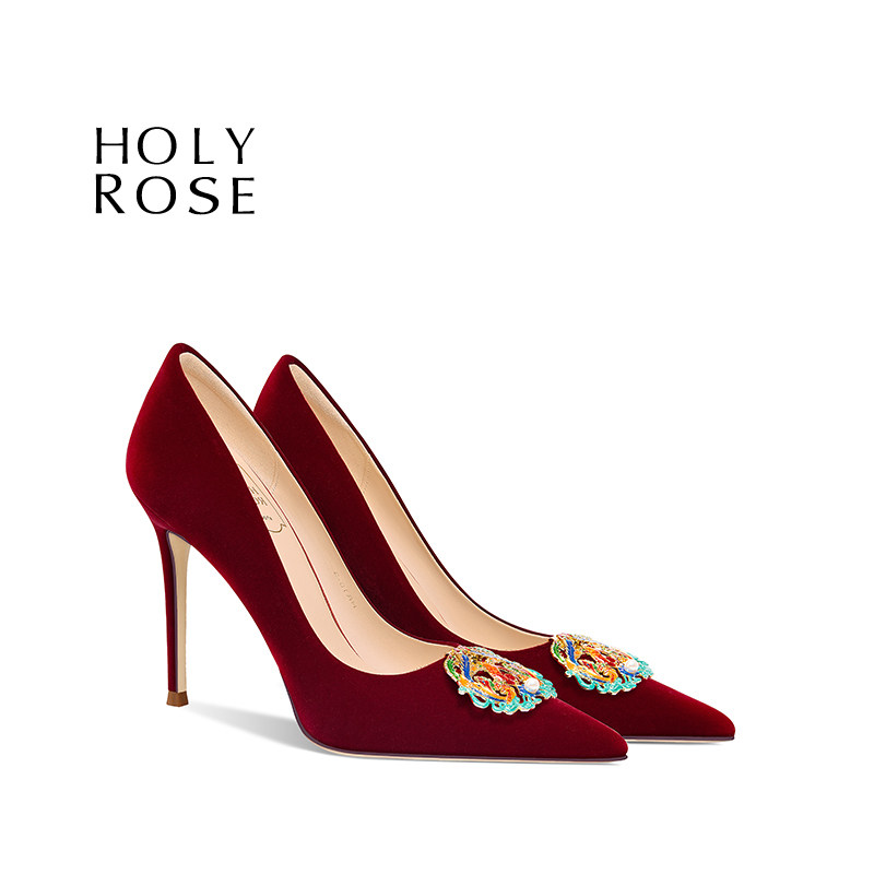 Holyrose burgundy chinese style xiuhe wedding shoes: a must-have for ...