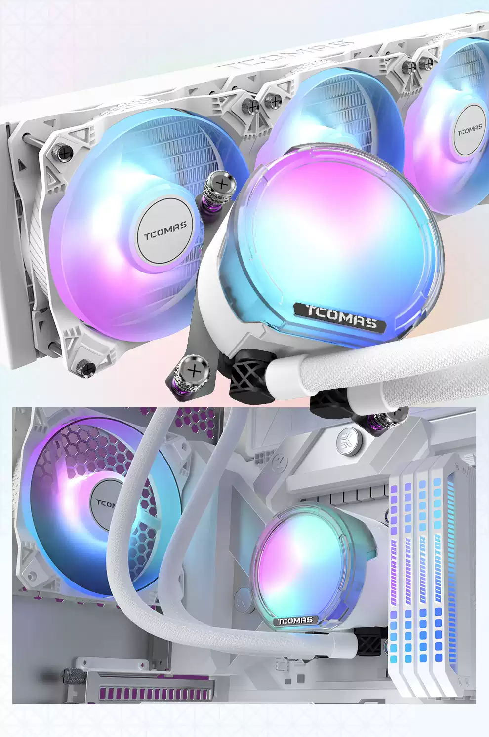 钛钽SJ-A080一体式水冷散热器 RGB神光同步双平台支援