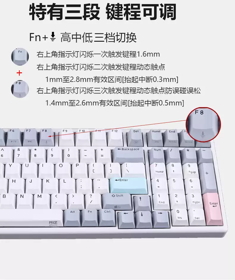 普拉姆 宁芝NIZ Mini84V6 X99GT 104电竞赛事级1ms响应静电容键盘-Taobao