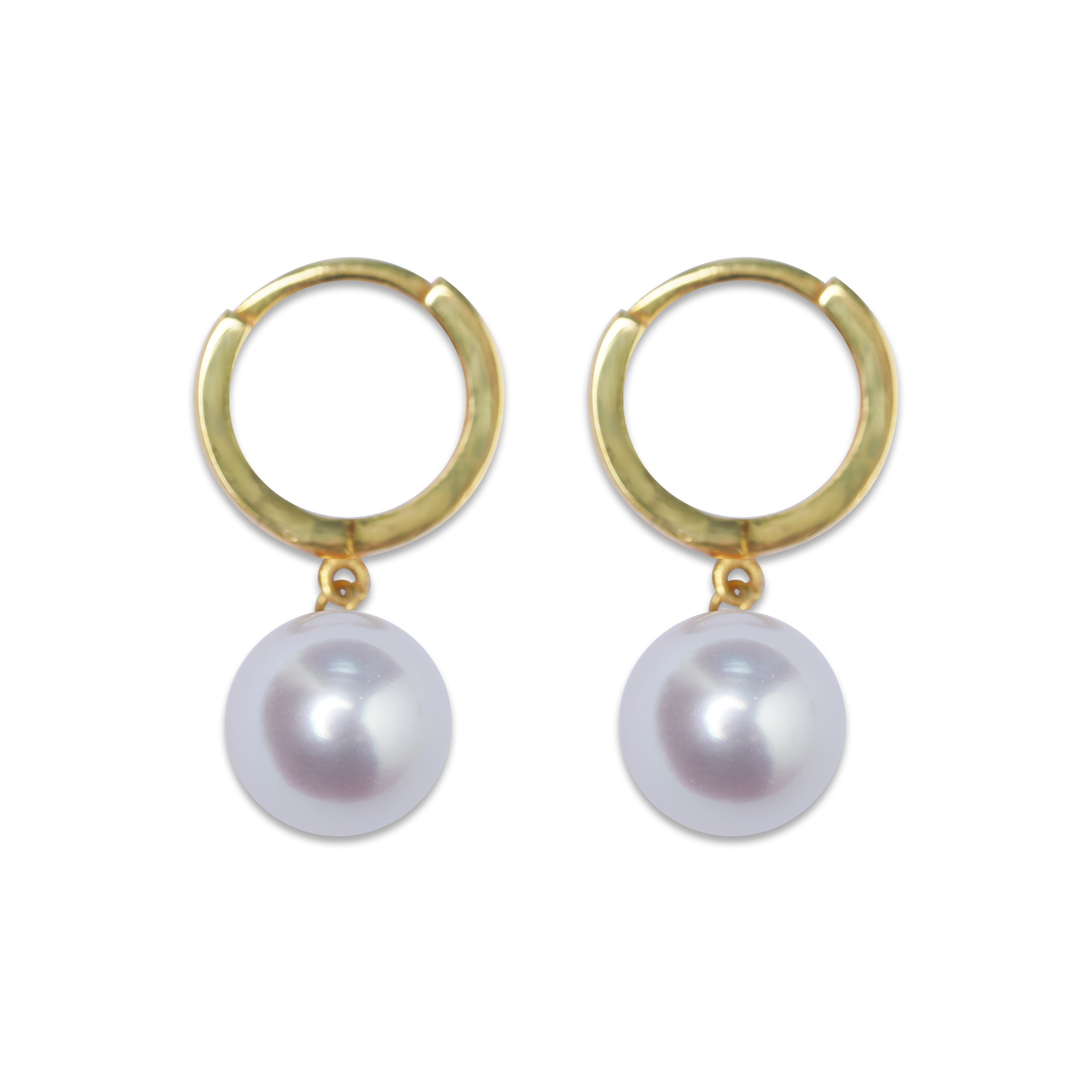 千恋润18K金白色akoya海水珍珠耳环耳圈时尚-Taobao