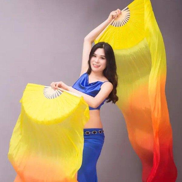 1PC Double Sided Satin Fan Belly Dancing Fan Gradient Dance-Taobao