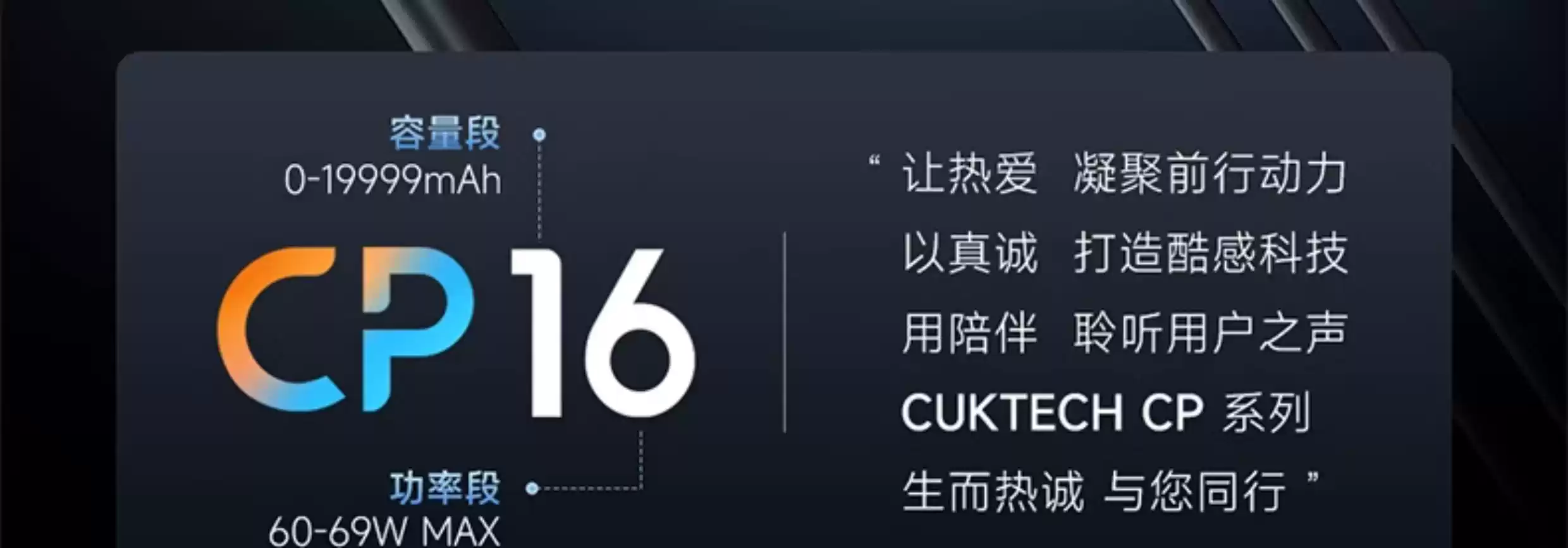 CUKTECH氮化镓充电器 酷态科67W行动电源 CP16二合一电能块 3C认证快充适用苹果小米