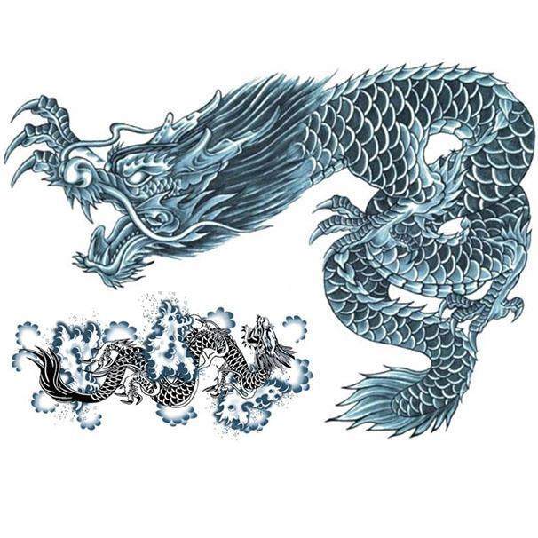 Tattoo Sticker over Shoulder, Dragon Flower Arm, Waterproof, Male ...