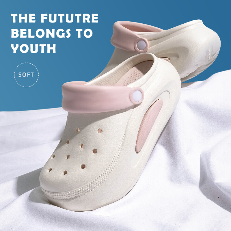 厚底洞洞鞋女款2024新款外穿增高海边沙滩情侣eva包头凉鞋男夏季-Taobao