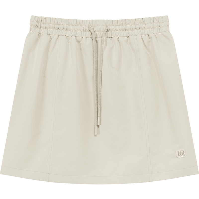 UNKNOWN高腰抽繩PU半身裙女士2024年春季新品設計感純色A字短裙子-Taobao