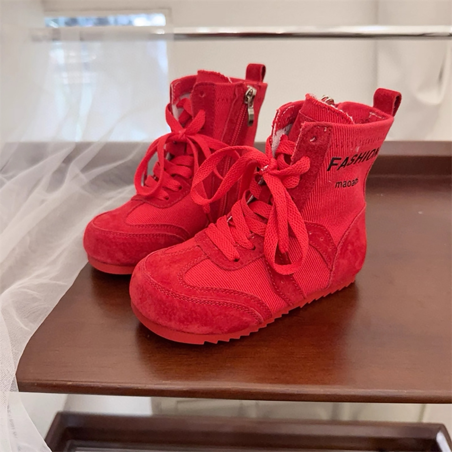 法国Uamtor女童高帮靴测评！黄色帆布+红色细节，炸街英伦风必备？-皮靴-淘宝好物网