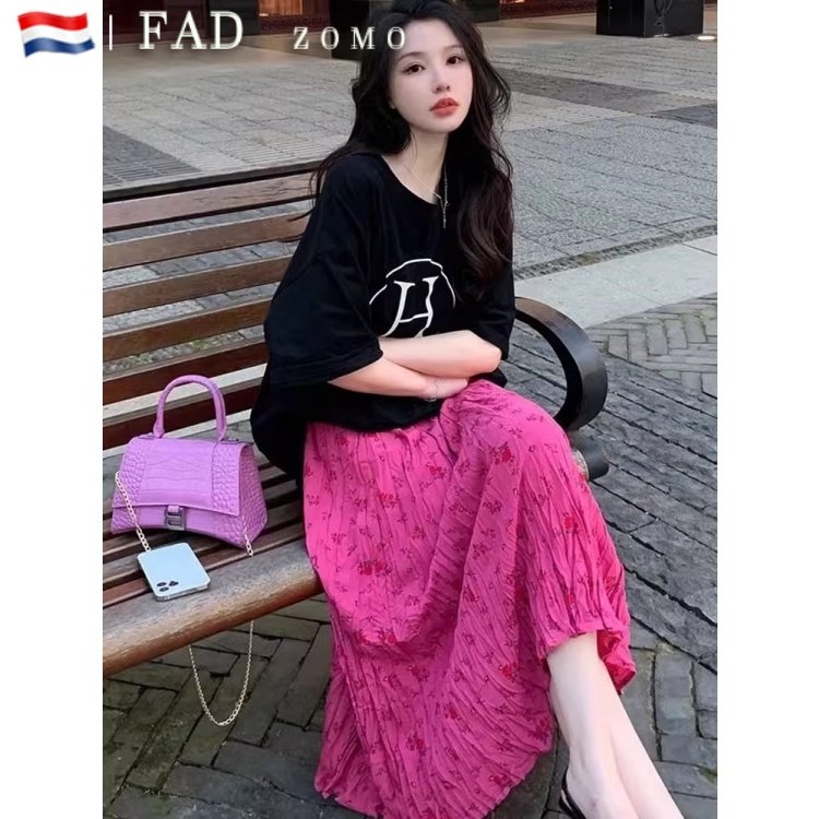 法国FAD ZOMO孕妇夏装上衣韩版多巴胺短袖半身裙两件套装洋气时髦