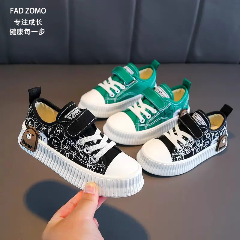 法国FAD ZOMO 2025新款男童透气帆布鞋：轻便舒适，萌翻天的小熊板鞋！-帆布鞋-淘宝好物网