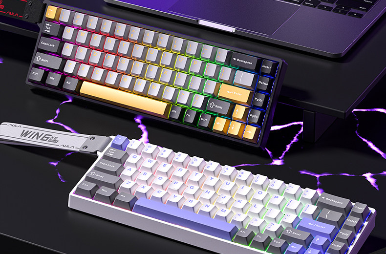 AULA狼蛛WIN60/68HE磁轴机械键盘客制化FPS无畏契约RT电竞RGB有线-阿里巴巴