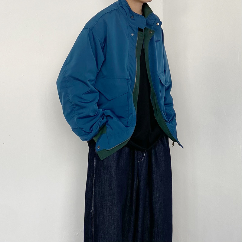 FADZOMO精选日系早秋新款潮牌撞色立领夹克ins复古宽松休闲外套男-Taobao