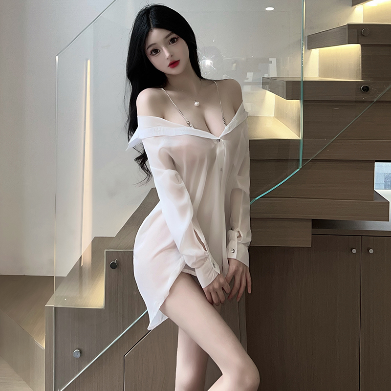 性感牀上睡衣襯衫女僕透視肚兜暴露情侶趣味內衣情趣qqny-Taobao