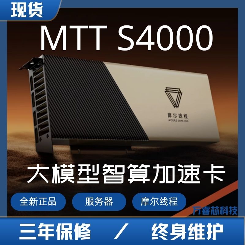 摩尔线程MTT S4000元功能计算卡 AI大模型训推一体机 MCCX D800