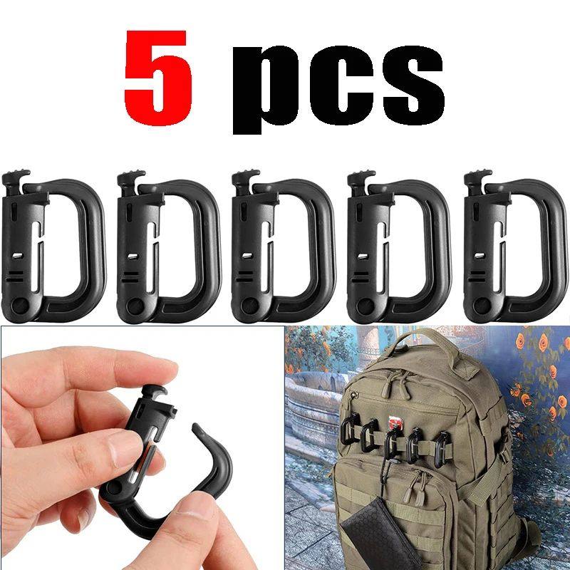 5PCS Plasctic Shackle Carabiner D-ring Clip Molle Webbing：户外运动必备神器，安全与 ...