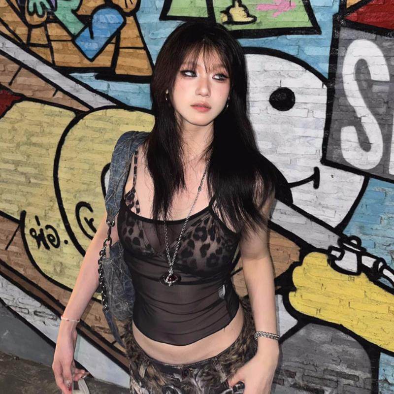 Leopard print is having a major moment! this black mesh two-piece dance ...