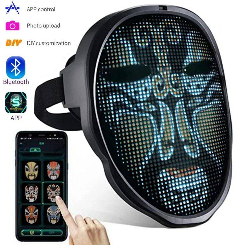 Smart LED Face Masks Programmable Bluetooth APP Control Chan-Taobao
