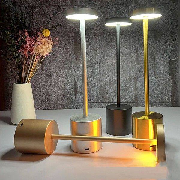 LED Metal Desk Lamp USB Rechargeable Brightness Night Light