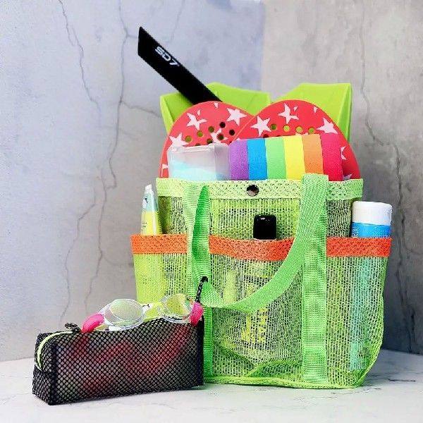 Breathable Mesh Beach Storage Bag Large Capacity Foldable