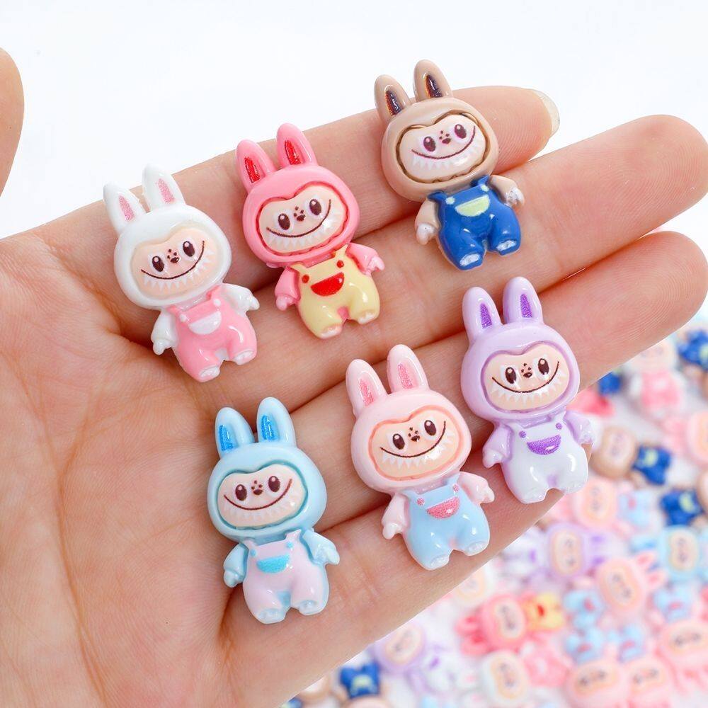 Resin cartoon labubu handmade accessories diy hair clip ornaments cream ...