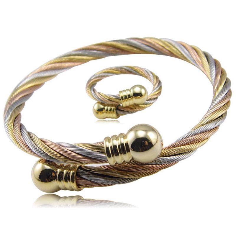 Luxury Stainless Steel Braided Open Men Women Charm Cuff Bra