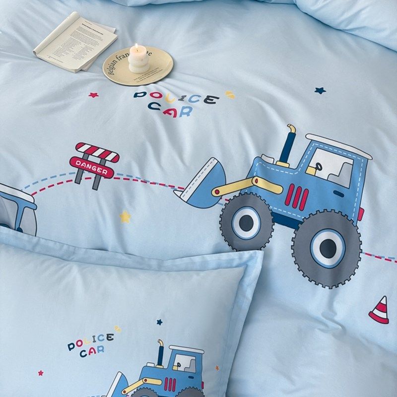優選兒童四件組全棉加厚被罩牀笠1.C2m三件套小汽車怪手男孩子牀,