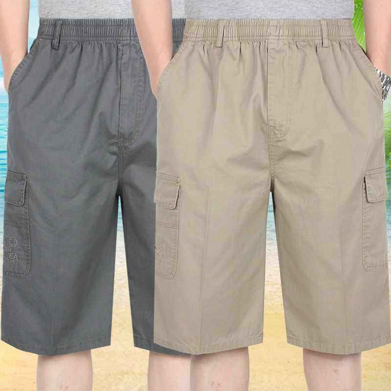 Middle-aged and elderly men's summer dad pure cotton suit shorts ...