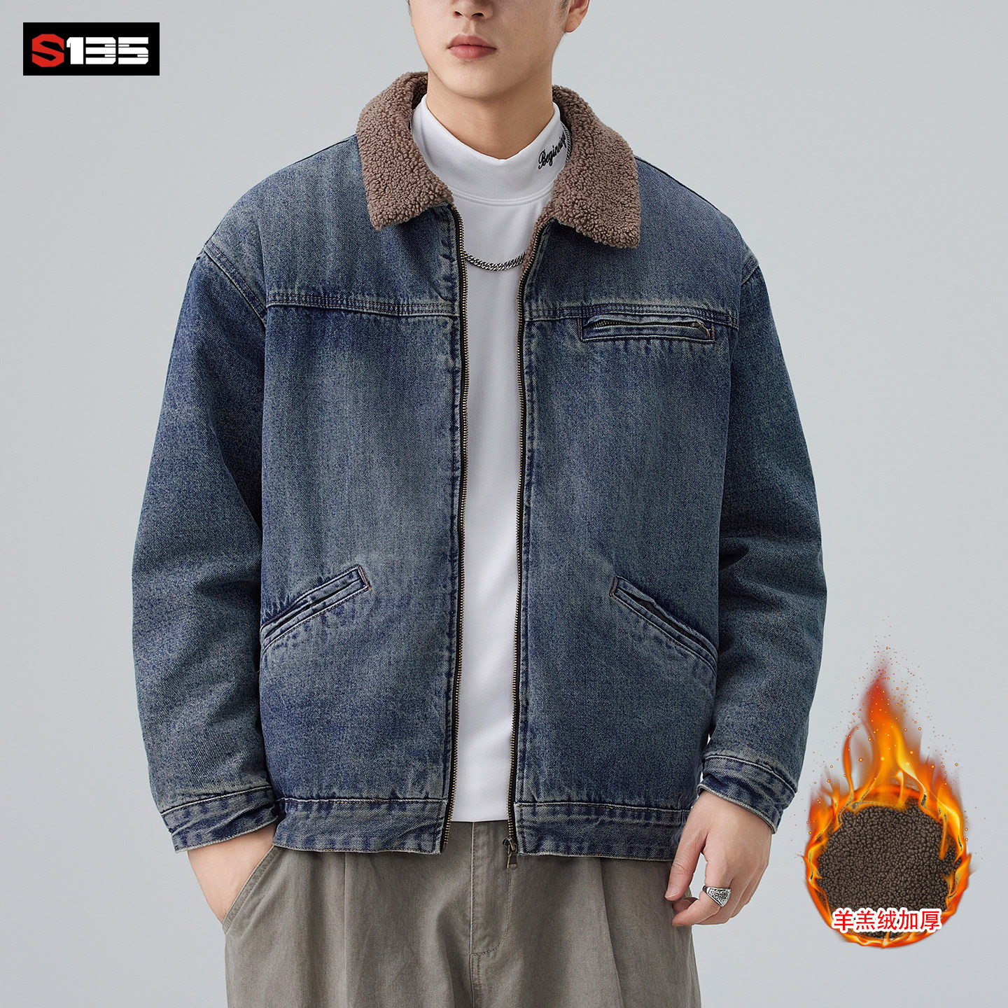 Winter trend essentials | S135 vintage zipper denim jacket 🔥