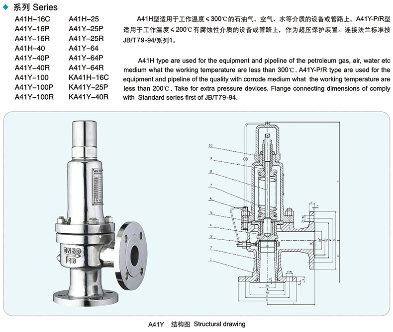 A41H A41Y Flanged Type Spring Loaded Safety Valve Manufacturer-supplier China