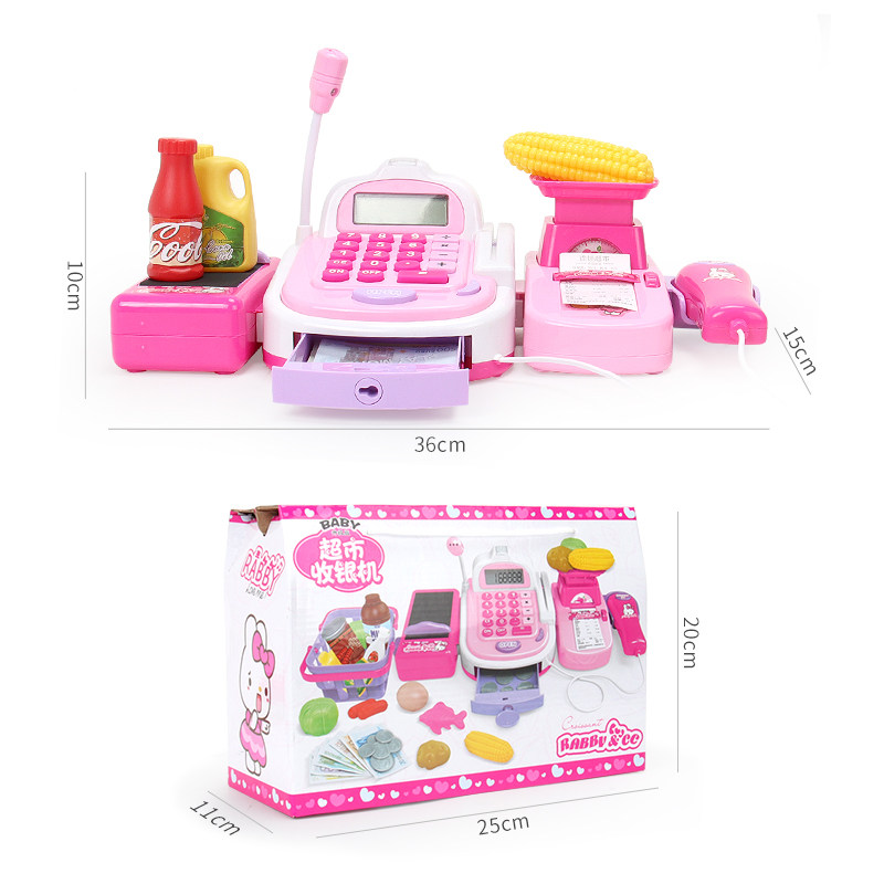 Kids supermarket cash register toys girls over home simulation cash ...