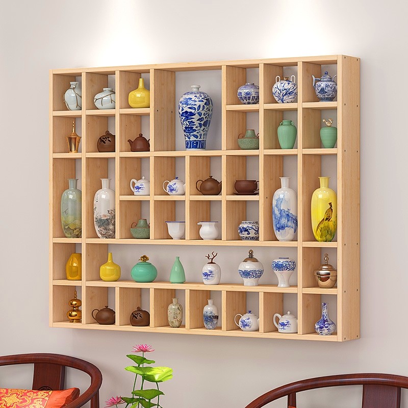 Customized solid wood lattice rack wall storage rack wall hanging ...