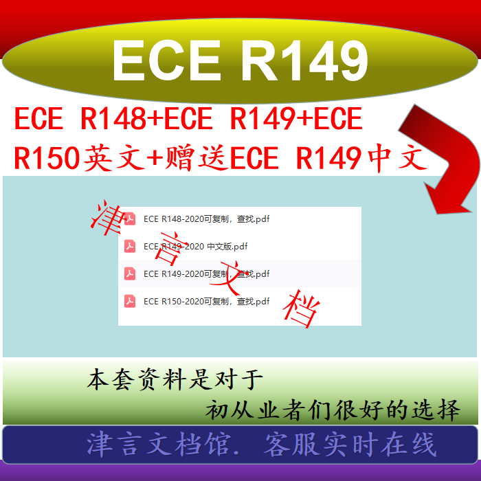 ECE R148/ECE R149/ECE R150英文资料 赠送ECE R149中文版