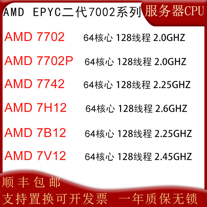 25年最新AMD EPYC服务器CPU横评：7702P/7742/7H12等64核心性能实测+选购建议-CPU-淘宝好物网