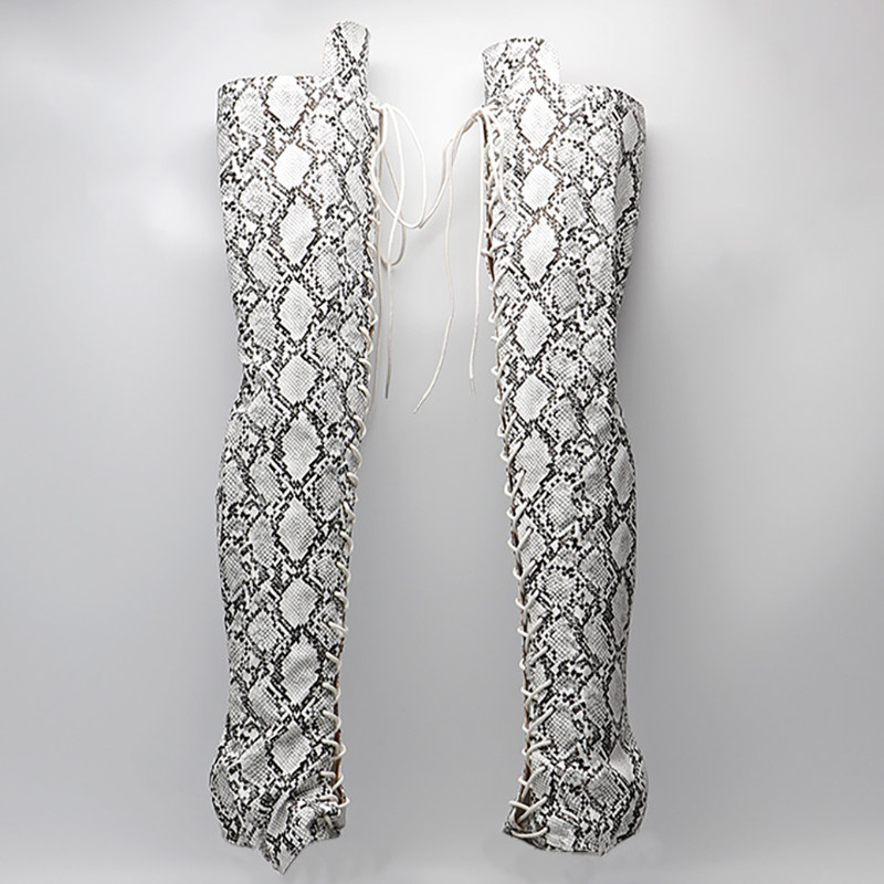 Leecabe新款蛇纹高跟过漆靴套：钢管舞者的时尚新宠，私人定制开启潮流风暴！-钢管舞鞋-淘宝百科网